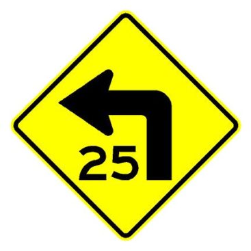 W1-1aL Left Turn with Speed Advisory - Kleem Inc.